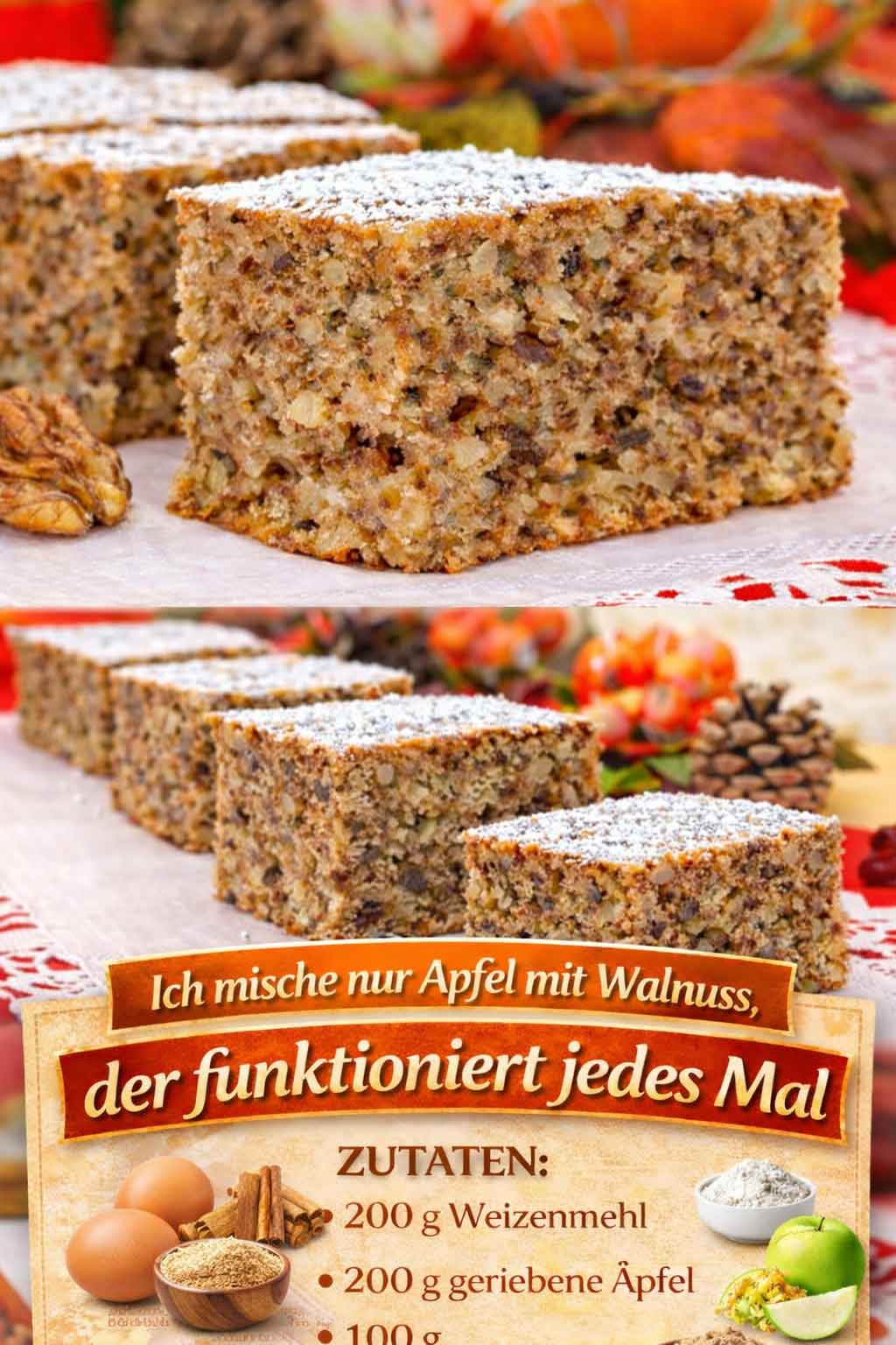 Ich mische nur Apfel mit Walnuss, Apfel-Walnuss-Rührkuchen - Leckere ...